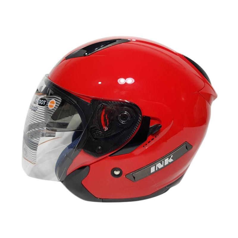 Jual INK Metro Solid Fire Ferrari Double Visor Helm Half Face - Red ...
