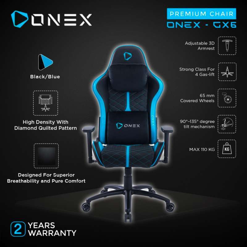Promo ONEX GX6 Premium Quality Kursi Gaming Chair - BLUE Diskon 18% di ...