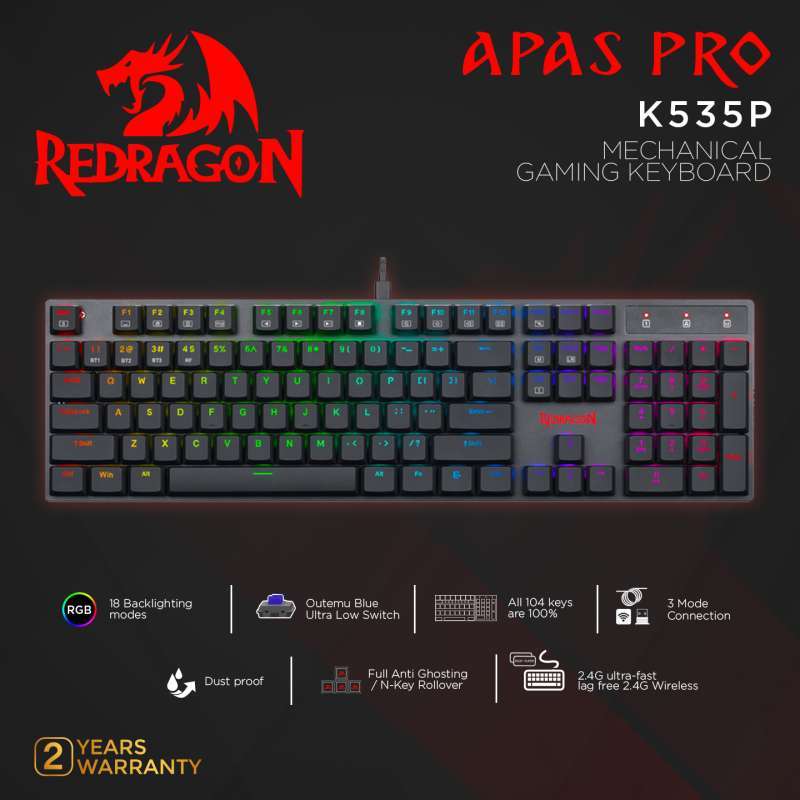 Jual Redragon Wireless Mechanical Gaming Keyboard Ultra Low APAS PRO ...