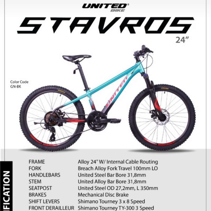 Jual Sepeda Gunung Mtb 24 Inch United Stavros - Green Black Di Seller ...