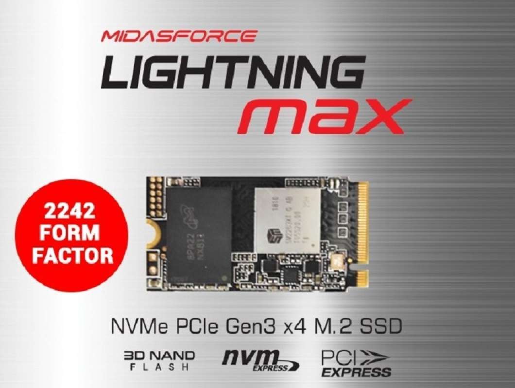 Jual Midasforce Lightning Max PCIe Gen3 x4 SSD NVMe M.2 512Gb 2242 di ...
