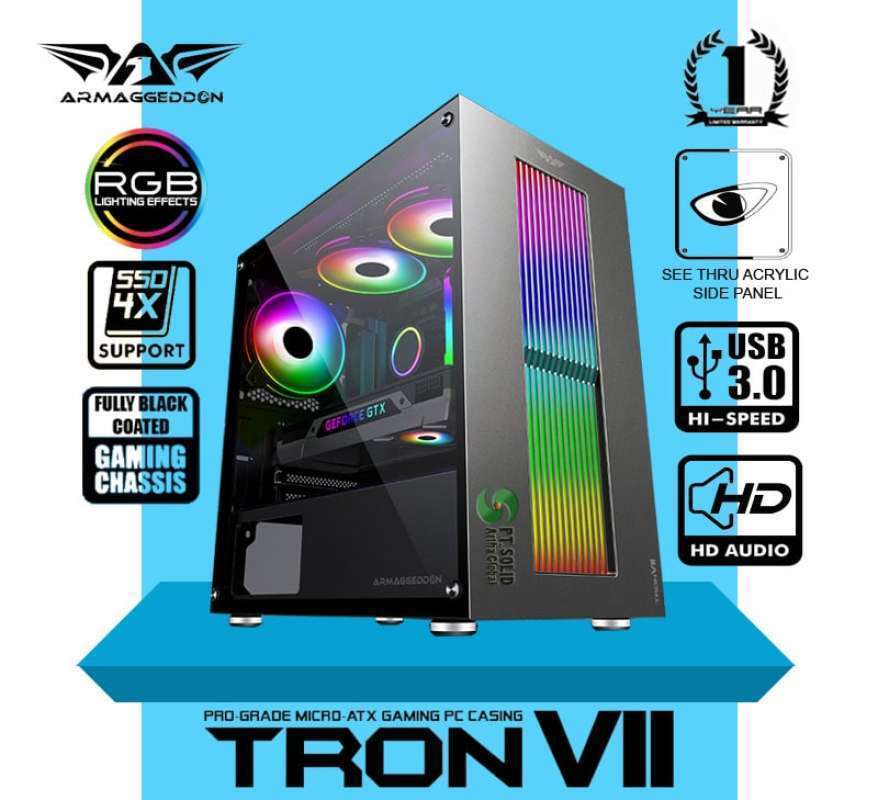 Jual Armaggeddon Tron VII ATX Gaming PC Case with Tempered Glass Side ...
