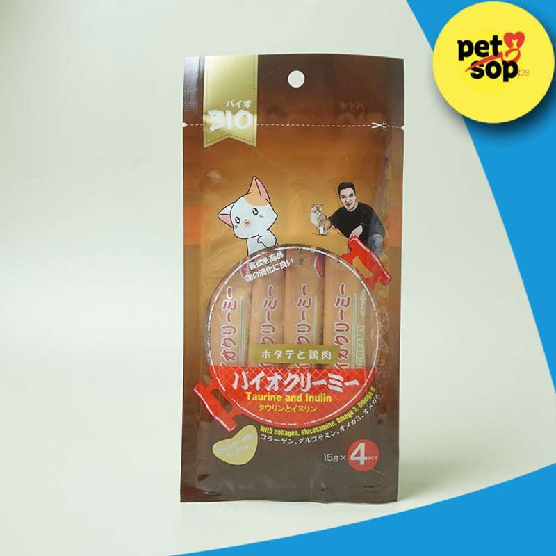Promo Snack kucing BIO liquid Creamy makanan kucing - chicken scallop ...