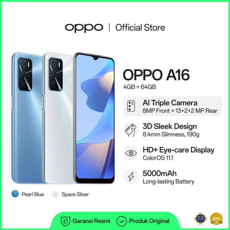 Jual Oppo A16 Smartphone [4gb/ 64gb] Garansi Resmi Di Seller Oppo ...