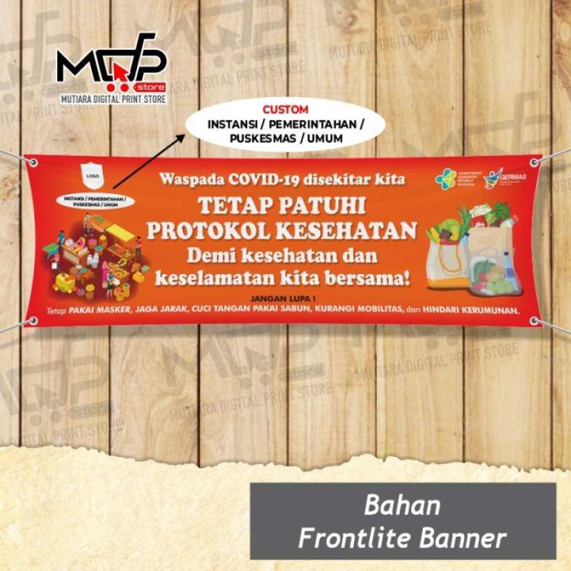 Jual SPANDUK BANNER 2 X 0.5 M PROKES 5M COVID19 MDPRINTSTORE di Seller ...