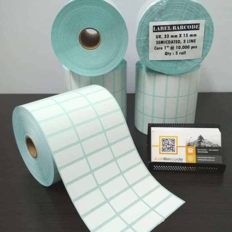 Jual LABEL BARCODE 33 X 15 (3 LINE) KERTAS STICKER LABEL SEMICOATED ...