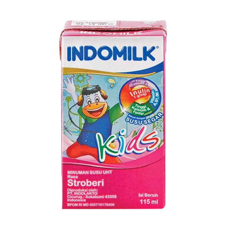 Jual 6 PCS-Indomilk UHT Kids Rasa Strawberry Minuman Susu 115 mL ...