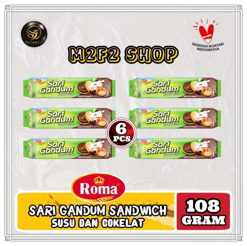 Promo Roma Biskuit Sari Gandum Sandwich Susu Cokelat - 108 gr (Kemasan ...