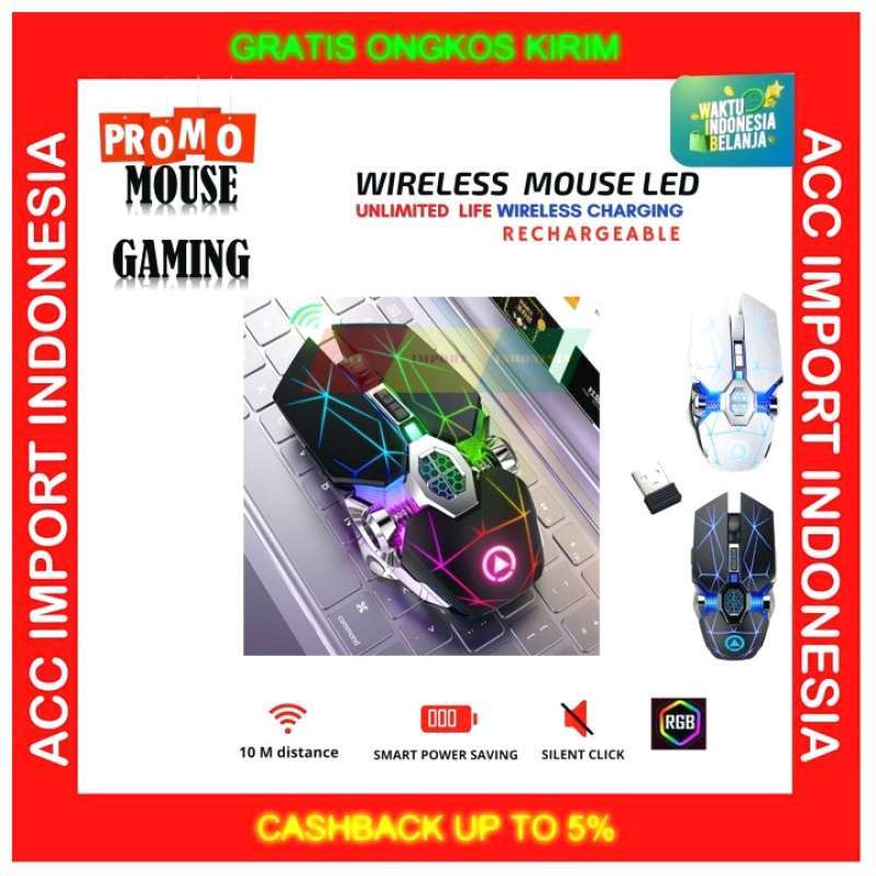 Jual Jual Mouse Gaming Rechargeable Rgb Mouse Silent Click Wireless Pc ...