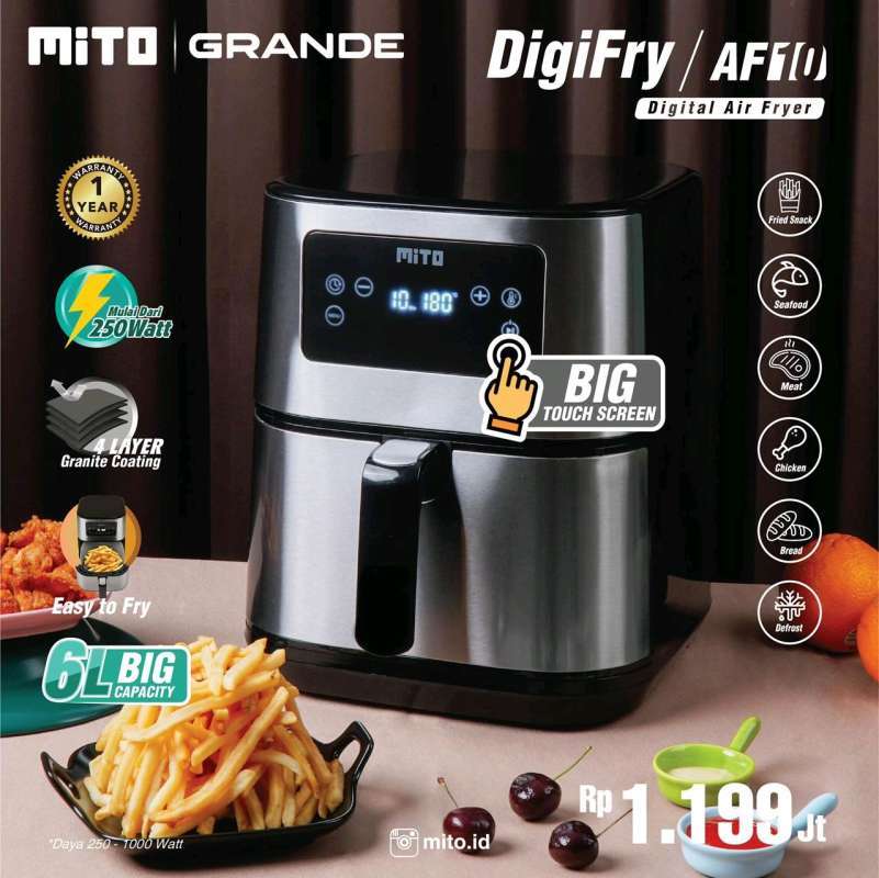 Jual MITO Air Fryer AF10 Digifry Mito AF 10 Digital Touch Screen di ...