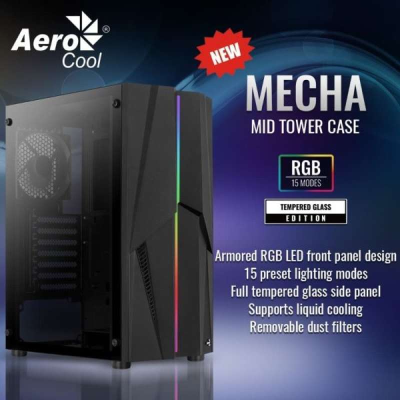 Jual AeroCool Mecha RGB - Mid Tower Case Casing Komputer - NO FAN - NO ...