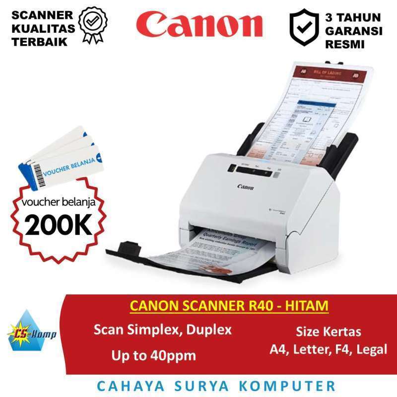 Promo Canon Scanner R40 | 40 ppm | U-Turn Paper Mechanism | ADF Diskon ...
