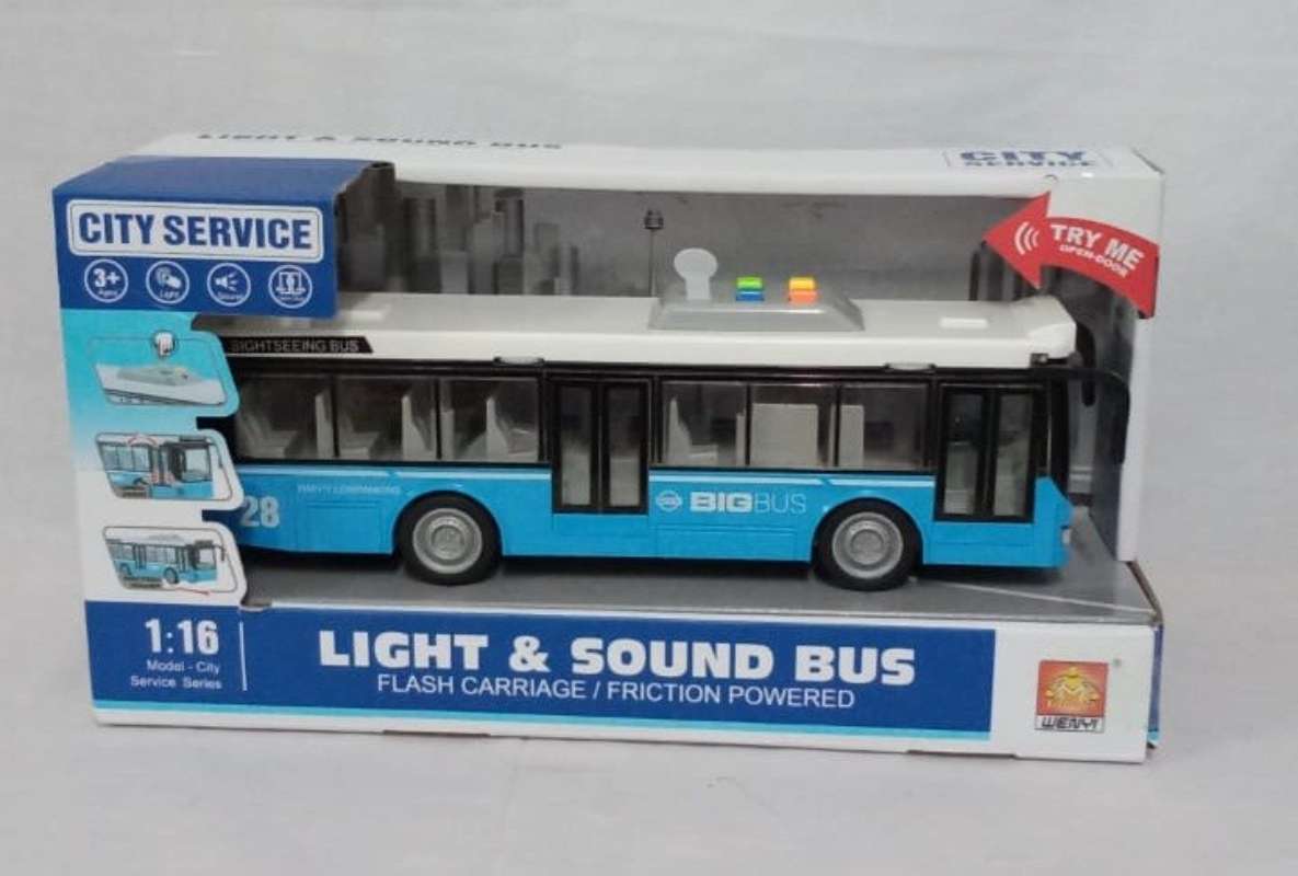 Promo Mainan Anak Light Sound Bus Blue skala 1:16 HW20091445 Friction ...