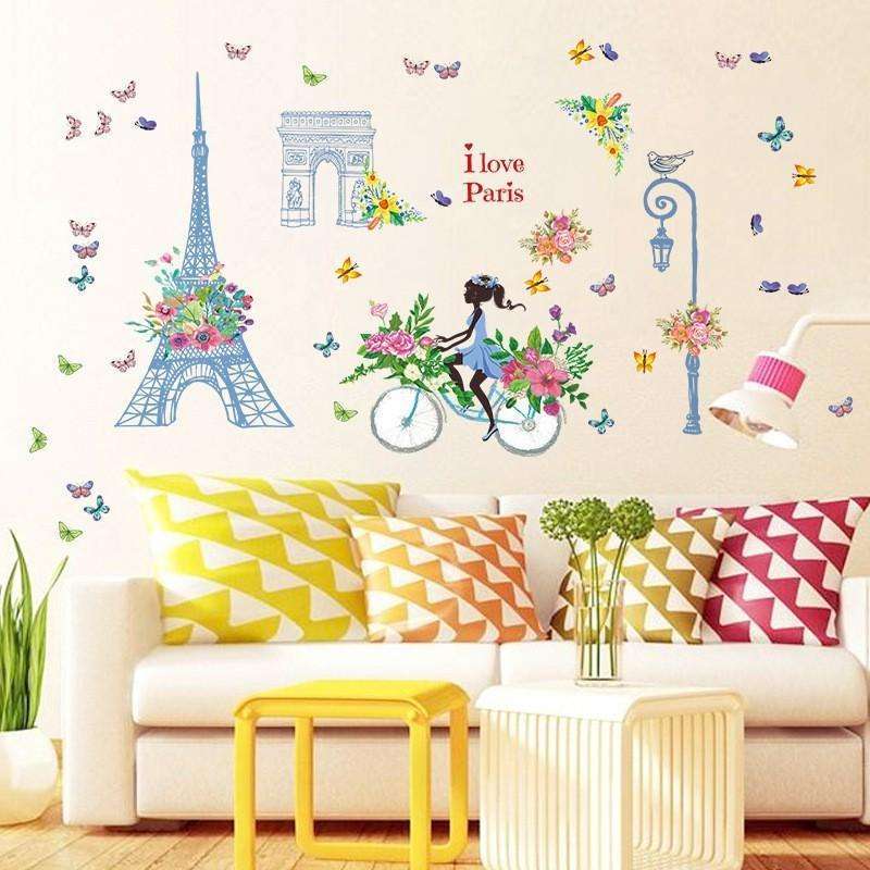 Promo Stiker Dinding Blue Tower and Girl SK9164 Wall Sticker Wallpaper ...