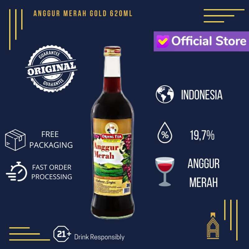Promo ASLI ORIGINAL Anggur Merah Gold Botol 620ml Amer OT OrangTua ...