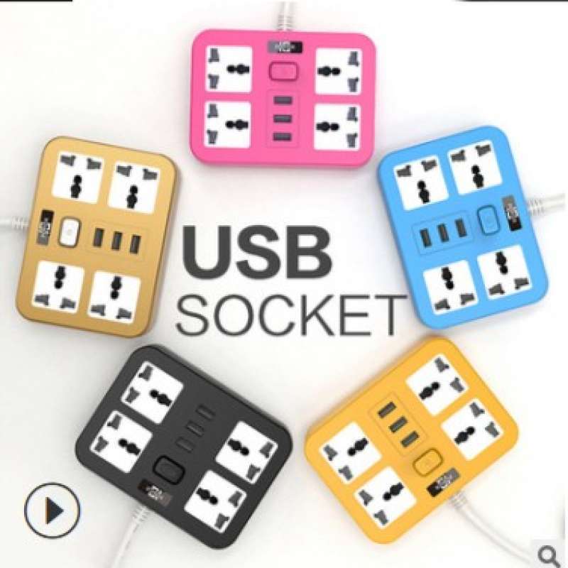 Jual Stop Kontak 3way/Power Strip/Socket USB 3way Hitam/Putih T15 di ...