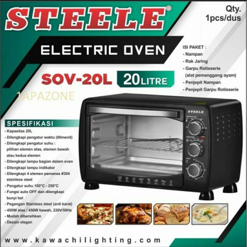 Promo Oven Electric Listrik Steele SOV-20 Oven 20 Liter Elemen Atas ...