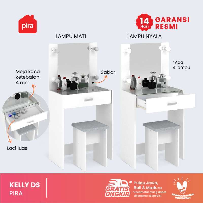 Promo PIRA - KELLY DS60 Meja Rias dengan Lampu LED Diskon 25% di Seller ...
