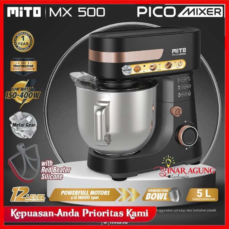 Jual MITO STAND MIXER MX500 5L PICO MIXER - HITAM 100% ORI di Seller ...