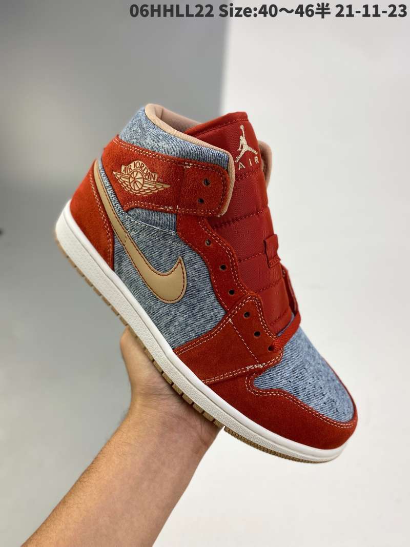 Jual Nike Air Jordan 1 Mid denim medium top orange cowboy tannin aj1 ...