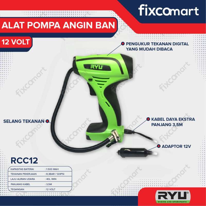 Jual Ryu Rcc12 Mini Air Compressor 12v Di Seller Fixcomart.com Official ...