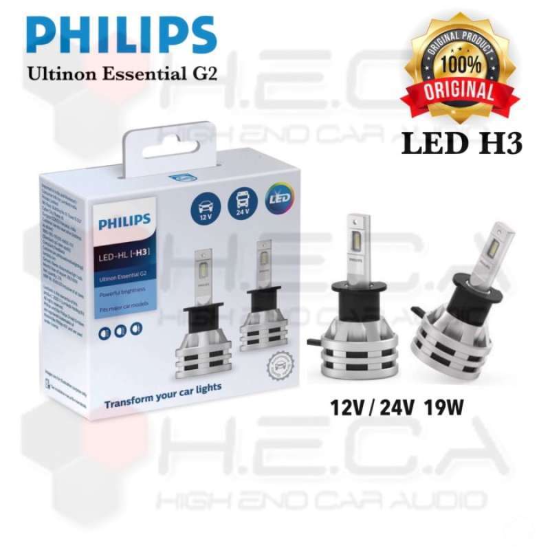 Jual LED Philips H3 Ultinon Essential G2 6500K 12V/24V 19W Lampu Mobil ...