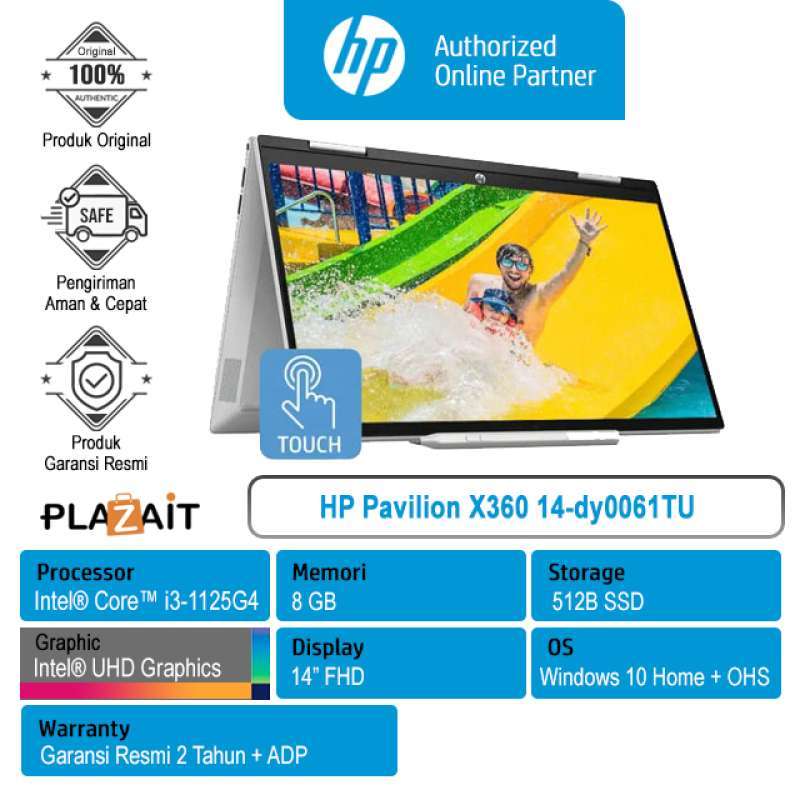 Jual HP Pavilion X360 14-dy0061TU/Core i3-1125G4/8GB/512GB/14/W10+OHS ...
