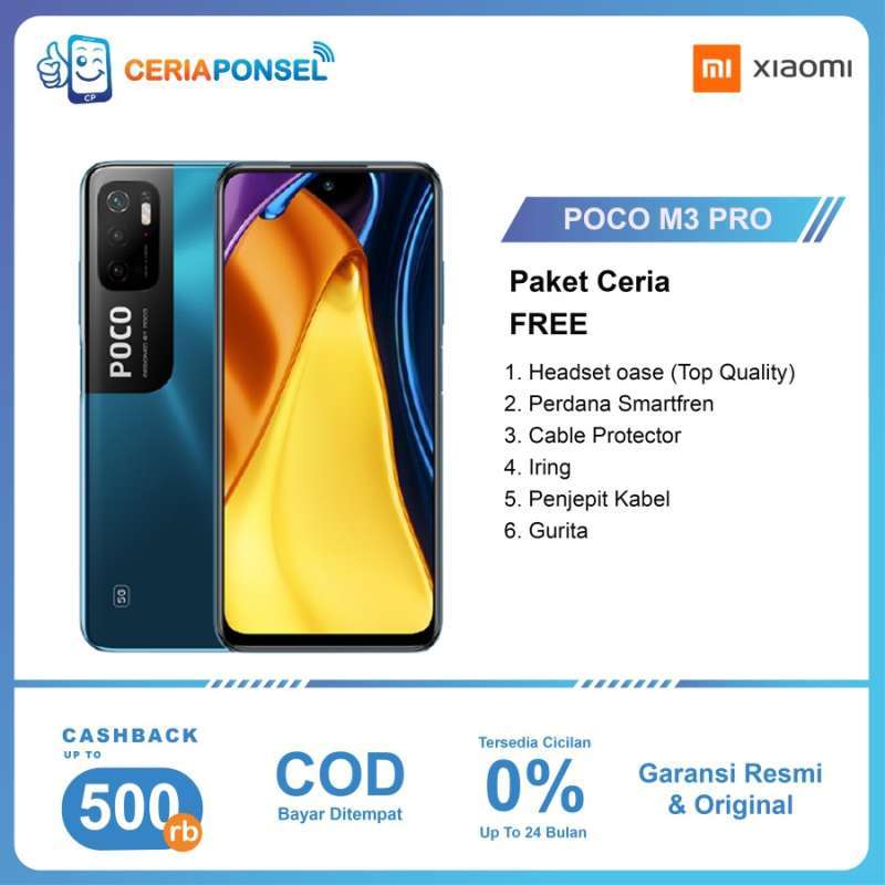 Jual Xiaomi POCO M3 Pro, MediaTek MT6833 6.5 Inch Display, 5000 mAh Battery - 4-64 Blue di ...