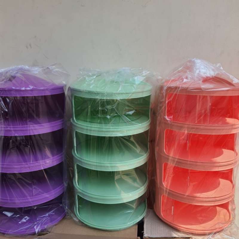 Jual BEST PROMO rak lauk makanan susun 4 Motif/tudung saji - Merah Muda ...