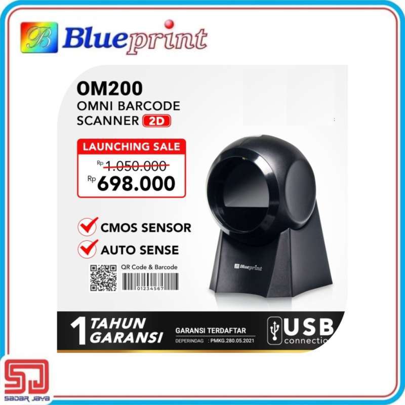 Jual Blueprint OM 200 Omni Barcode Scanner Duduk 2D Auto Scan di Seller ...