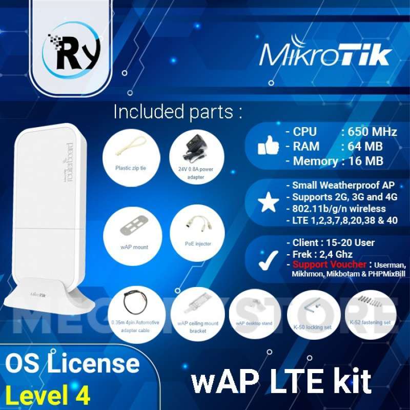 Jual Mikrotik wAP LTE kit RBwAPR-2nD&R11e-LTE Wireless Router - Multicolor Multicolor di Seller ...
