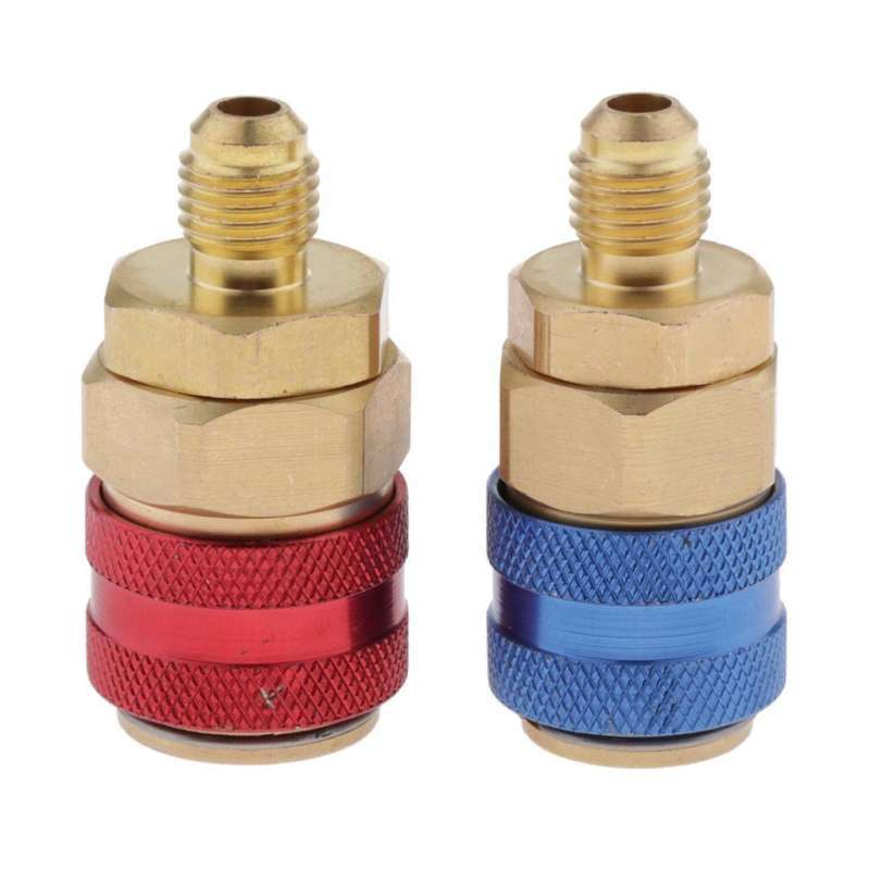Jual 2Pieces AC R134a Quick Connector Solid brass Adapters Quick ...