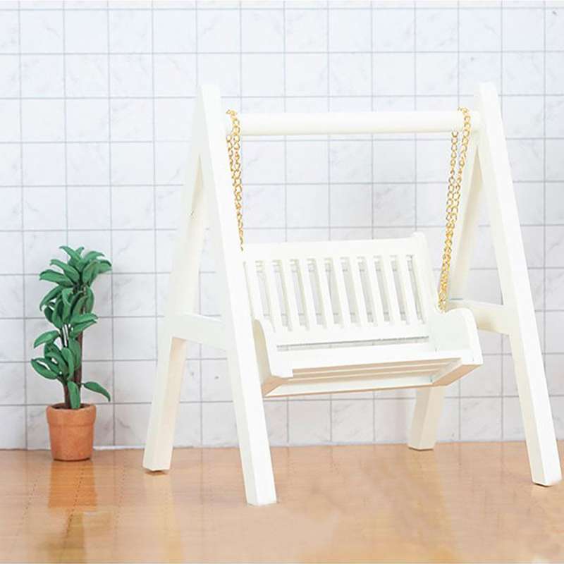 Jual 2x1/12 Scale Mini Wooden Porch Swing Model Scene Patio Dollhouse ...