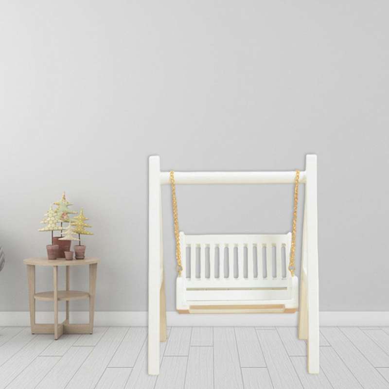 Jual 2x1/12 Scale Mini Wooden Porch Swing Model Scene Patio Dollhouse ...