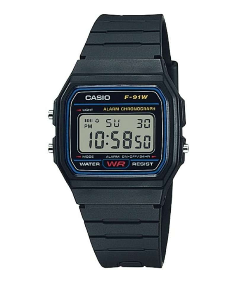 Promo Jam Tangan Pria CASIO Klasik Digital Tali Karet Hitam F-91W-1 ...