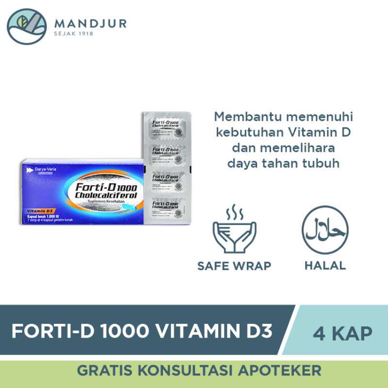 Jual Forti-D 1000 Vitamin D3 4 Kapsul - Suplemen Vitamin D3 di Seller ...