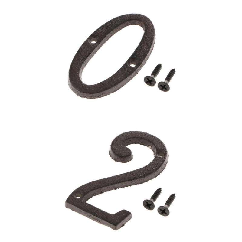 Promo 2x Cast Iron Door Number Sign Plaque House Address Digits Signs ...