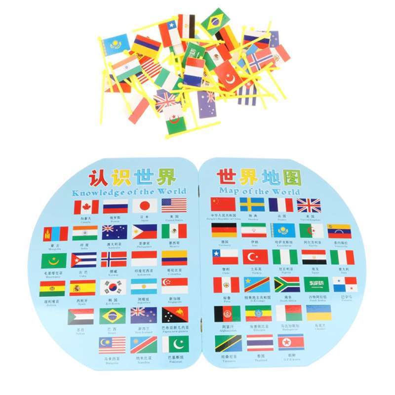 Jual Wooden Puzzle World Map with Flags Toy Set Kids Geography di ...