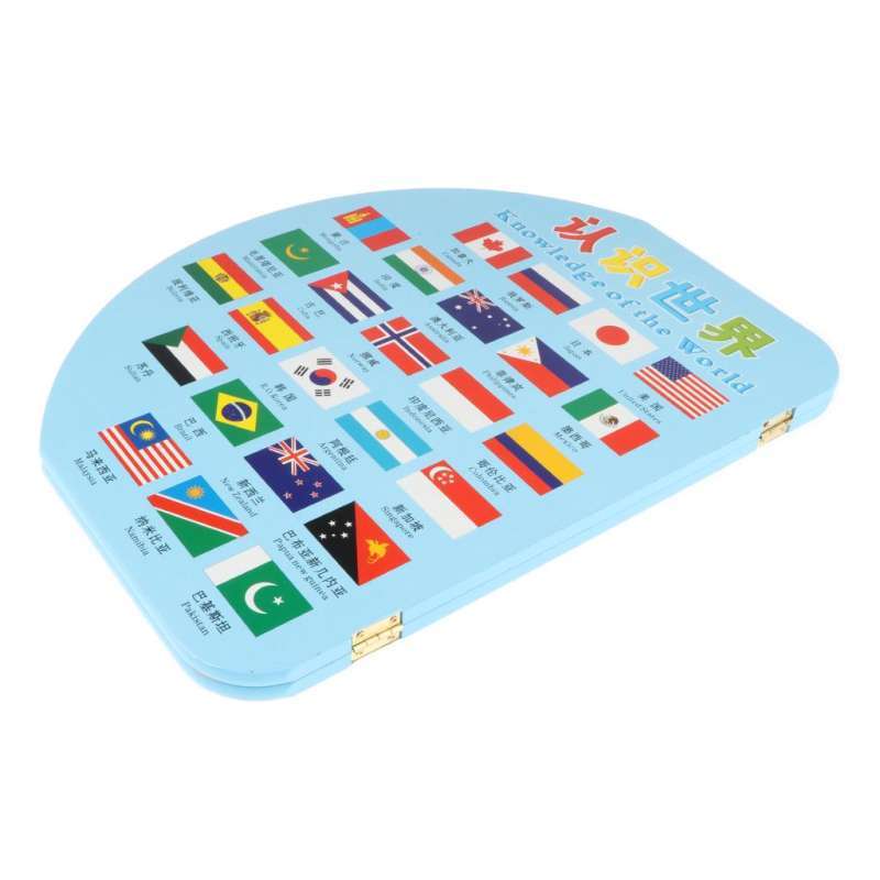 Jual Wooden Puzzle World Map with Flags Toy Set Kids Geography di ...
