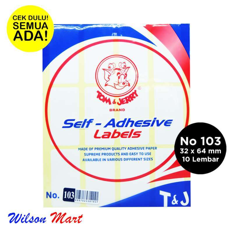 Jual Tom And Jerry No 103 32 X 64 Mm Self Adhesive Labels Isi 10 Lembar Di Seller Wilson Mart ...