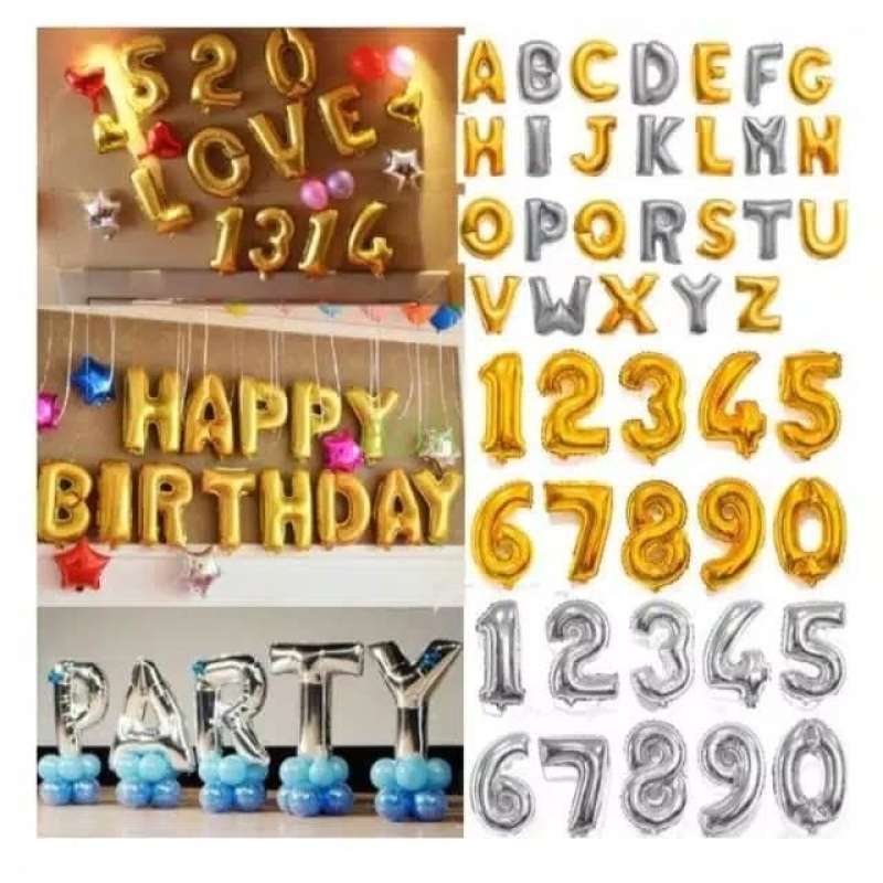 Jual Balon Huruf Dan Angka Ulang Tahun / Balon Huruf Ultah Satuan di ...