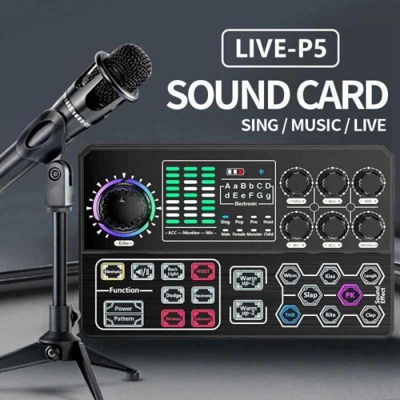 Jual MIXER SOUND CARD BLUETOOTH PORTABLE LIVE BROADCAST KARAOKE - P5 di ...
