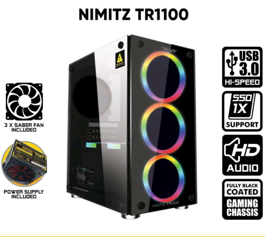Promo Casing Pc Gaming Armaggeddon Nimitz Tr1100 White / Black Free 3 ...