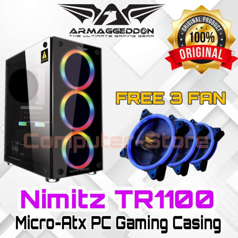 Promo Casing Pc Gaming Armaggeddon Nimitz Tr1100 White / Black Free 3 ...