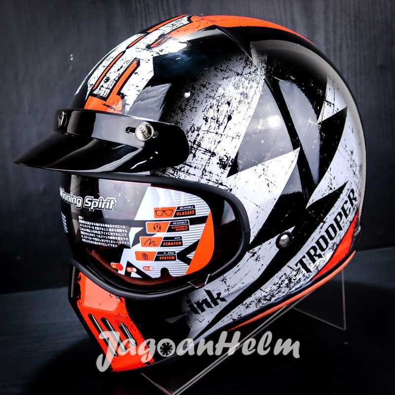 Promo INK HELM TROOPER THUNDER | BLACK ORANGE FLUO | RETRO CLASSIC ...