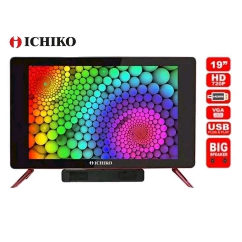 Promo ICHIKO LED TV 19 Inch Plug and Play HDMI Monitor USB Movie S1919 ...