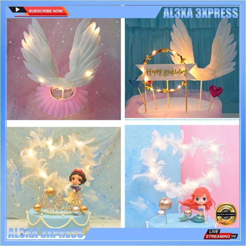 Promo Romantic Led Topper Kue Desain Sayap Malaikat Dgn Sayap, Pesta ...