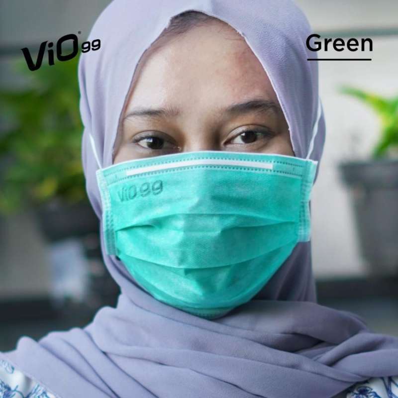 Jual Vio Hijab Plus Mask '50s 3 Ply Green Bfe Vfe Dan Pfe Masker Medis Di Seller Medishop Store ...