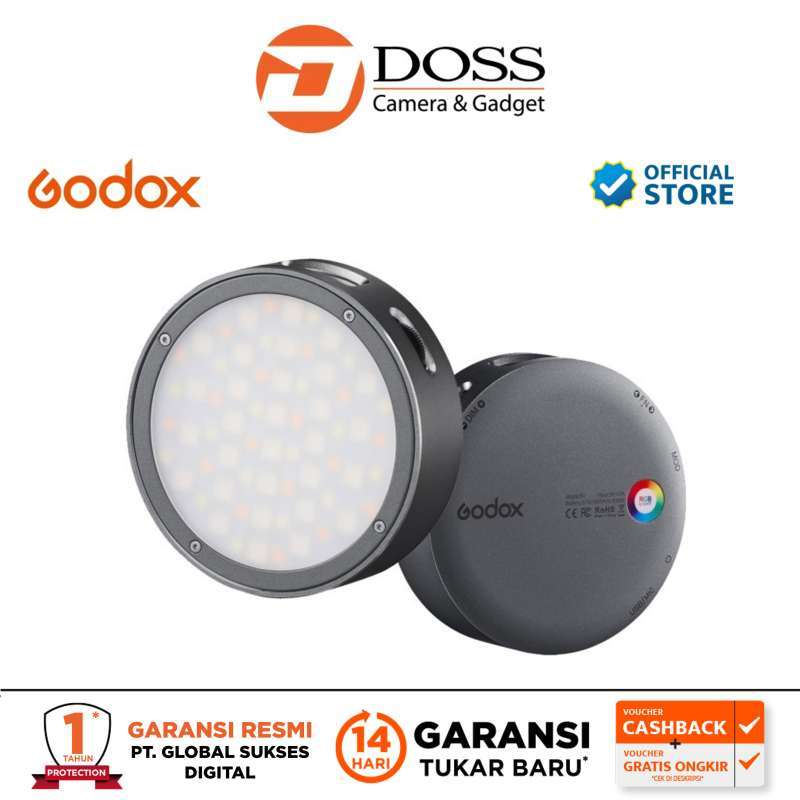 Promo Godox R1 Round Mini RGB LED Magnetic Light Gray Diskon 46% di ...
