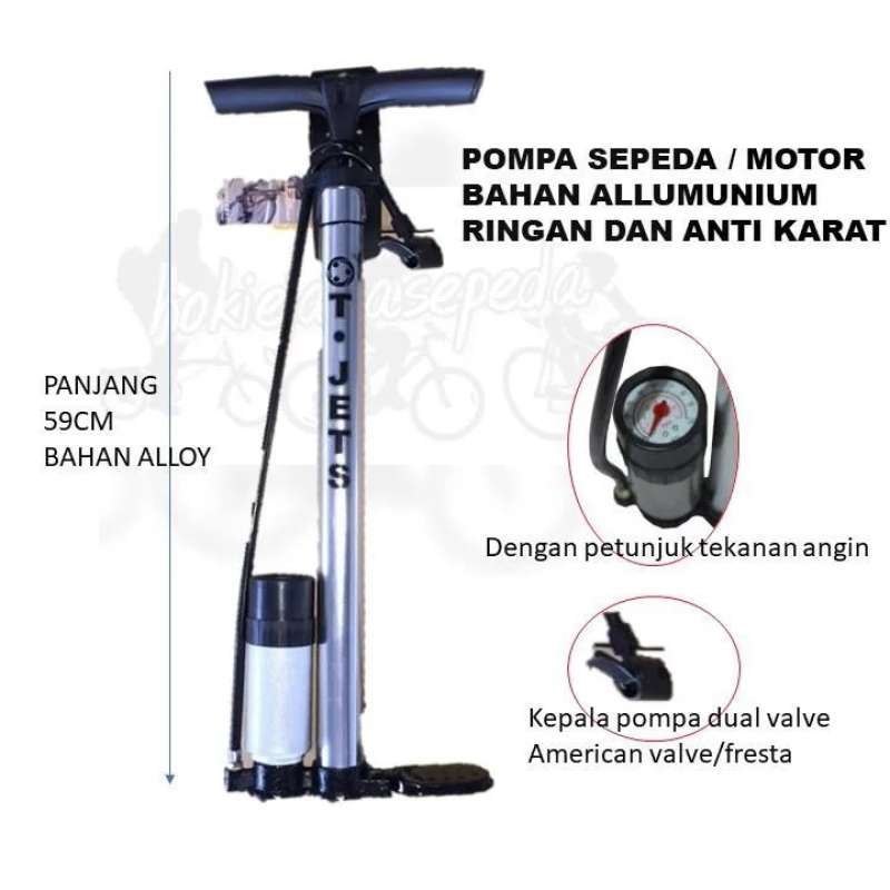 Jual POMPA SEPEDA TABUNG ALLUMUNIUM PANJANG MERK T JET dengan petunjuk ...